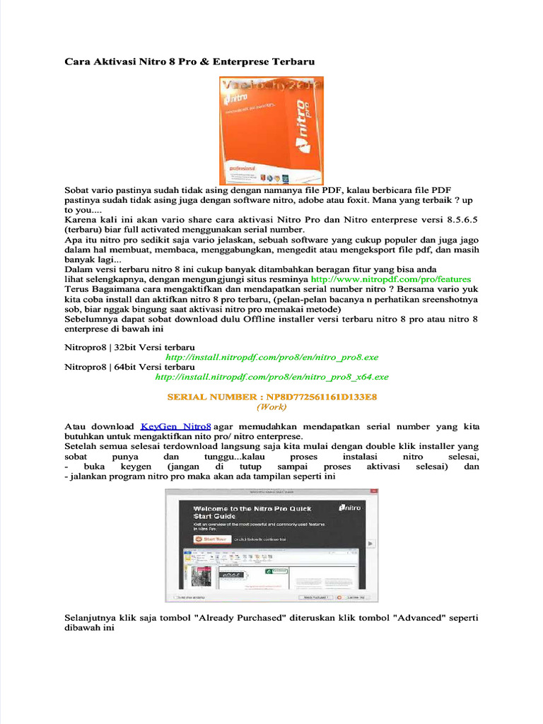 PDF Cara Aktivasi Nitro 8 Pro - Compress | PDF