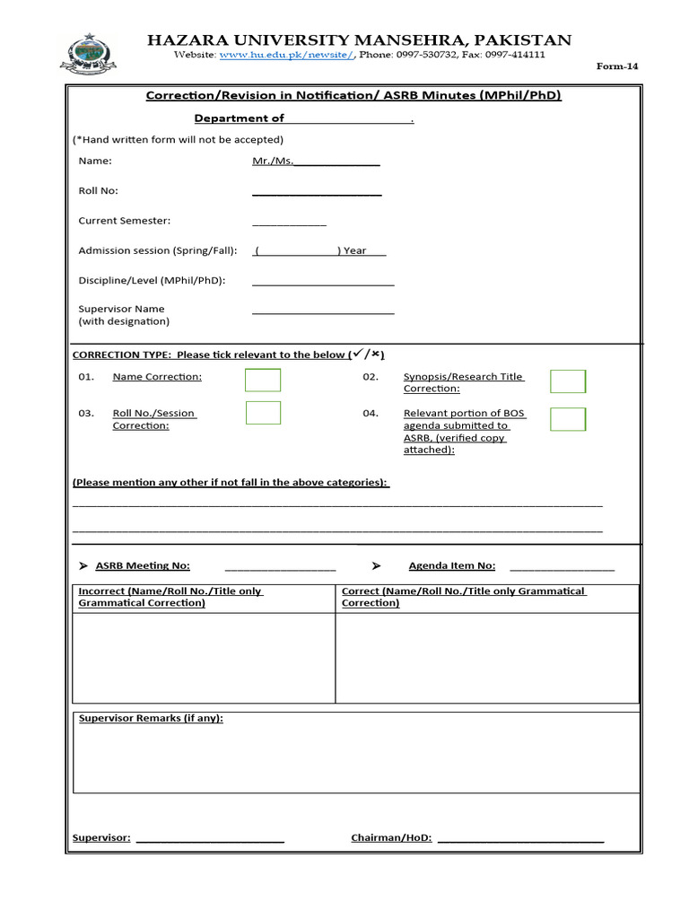 Correction in The ASRB Minutes-Form-14 | PDF