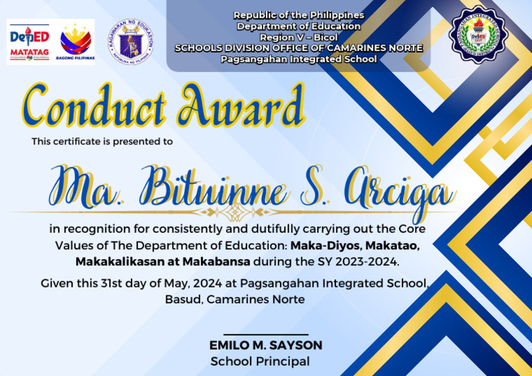 Brave - Conduct Award 2023-2024 | PDF