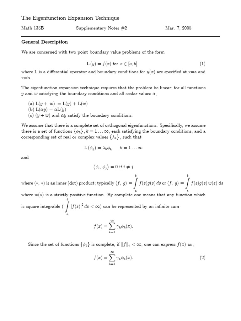 Eigenfunction Expansion 1 | PDF | Boundary Value Problem | Mathematical Relations