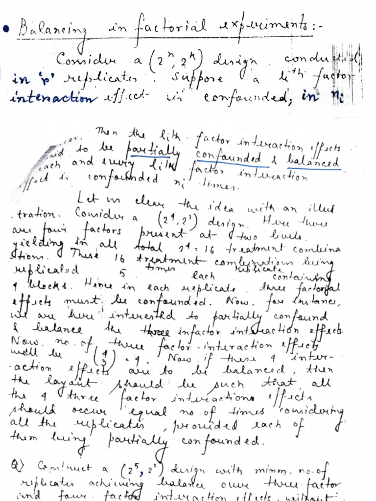 Balancing in Factorial Experiments | PDF