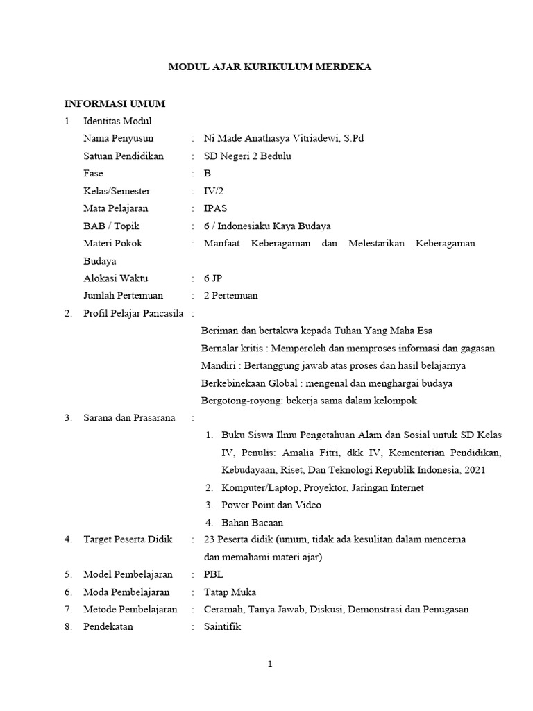 RPP - 4 - IPAS - BAB6 Topik C | PDF