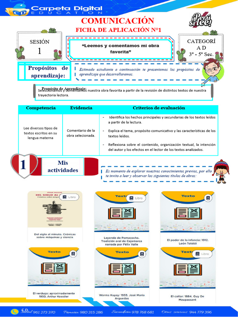 3 -4 -5 Ficha de Aplicaci N-sesi n1-Sem.1-El Peru Lee | Descargar gratis PDF | Narración