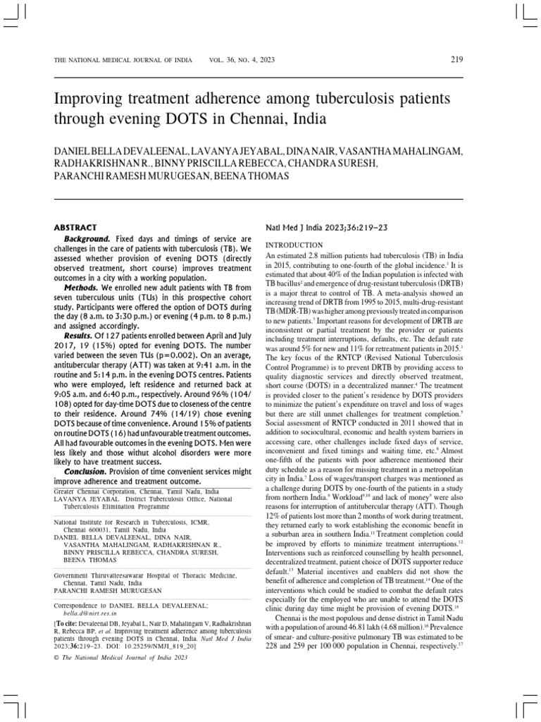 Evening DOTS Publication | PDF | Tuberculosis | Medicine
