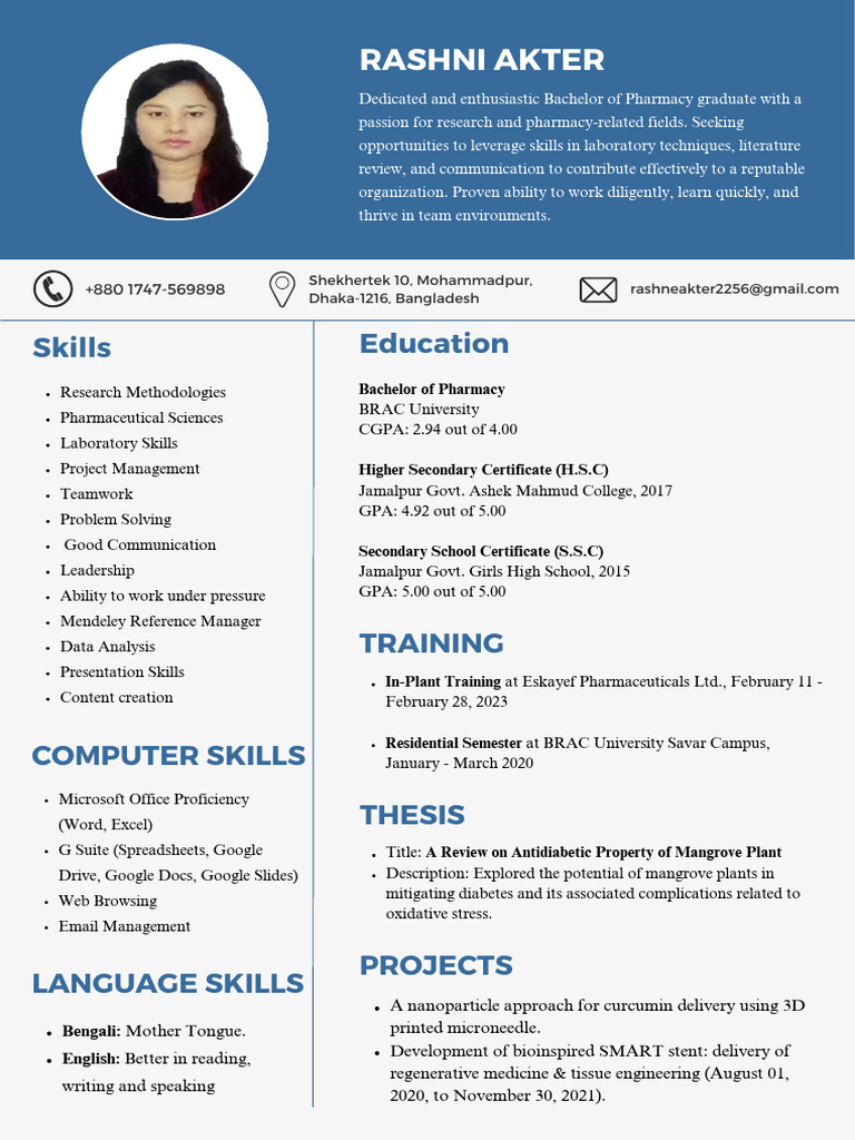 Cv of Rashni Akter | PDF