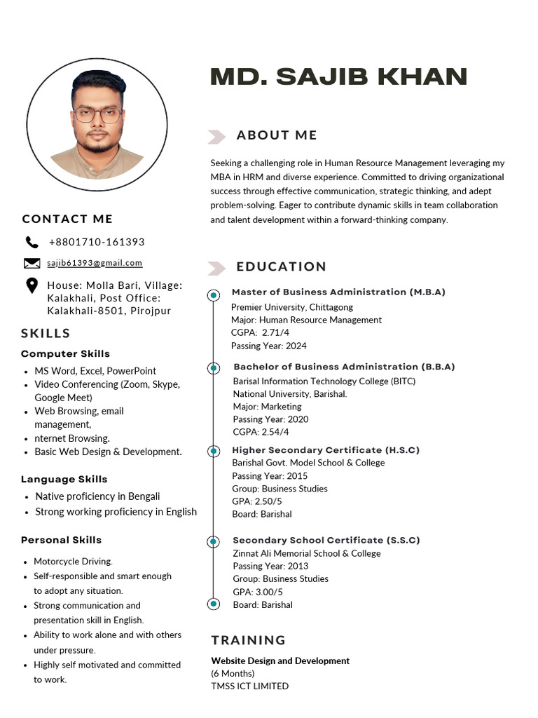 CV of Md. Sajib Khan | PDF