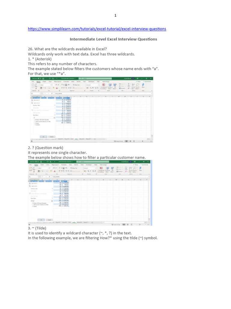 Excel Interview Questions - Intermittent | PDF | Microsoft Excel | Spreadsheet