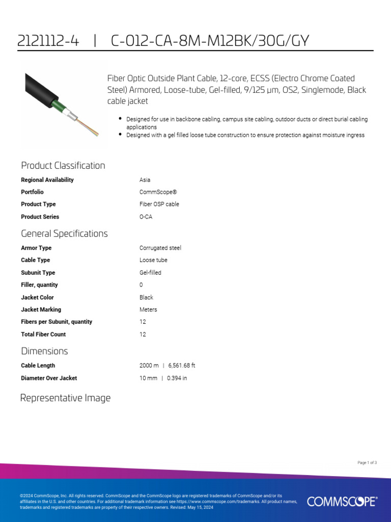 2121112-4-Product-Specifications OFC | PDF | Optical Fiber | Materials