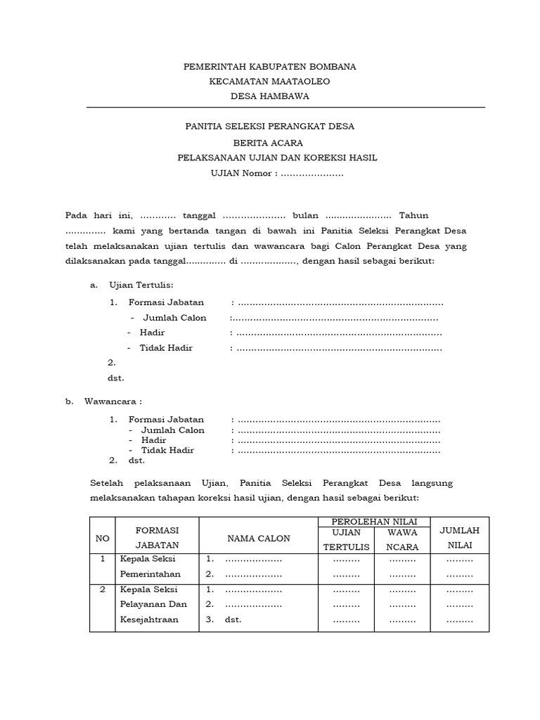 BA Pelaksanaan Ujian | PDF