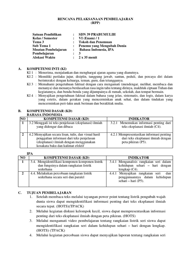 RPP Berdiferensiasi | PDF