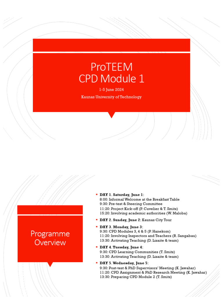 ProTEEM CPD Module 1 Programme | PDF