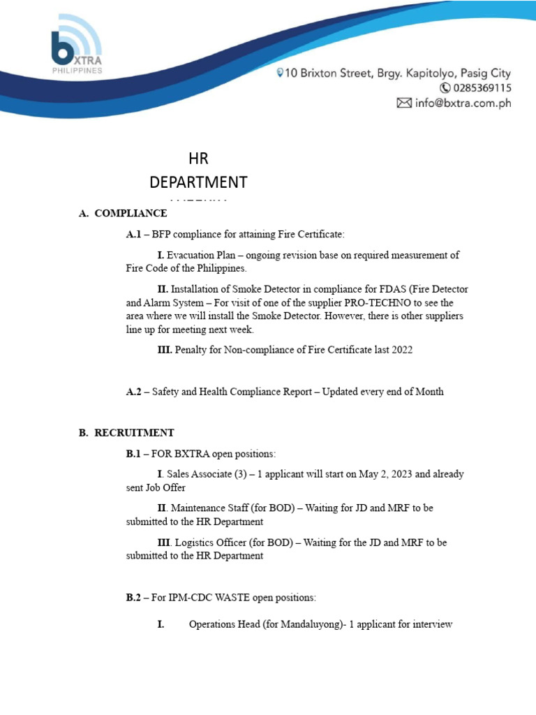 HRD Weekly Report - 04202023 | Download Free PDF | Business