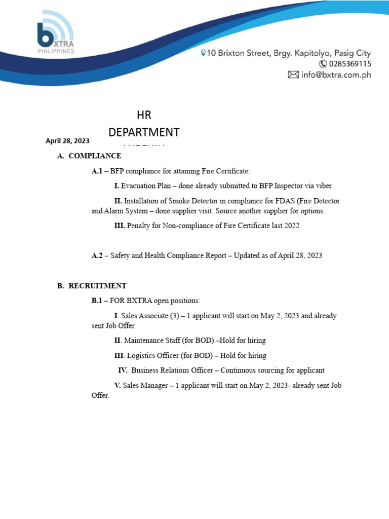 HR Weekly Update for April 2023 | PDF | Performance Appraisal | Business