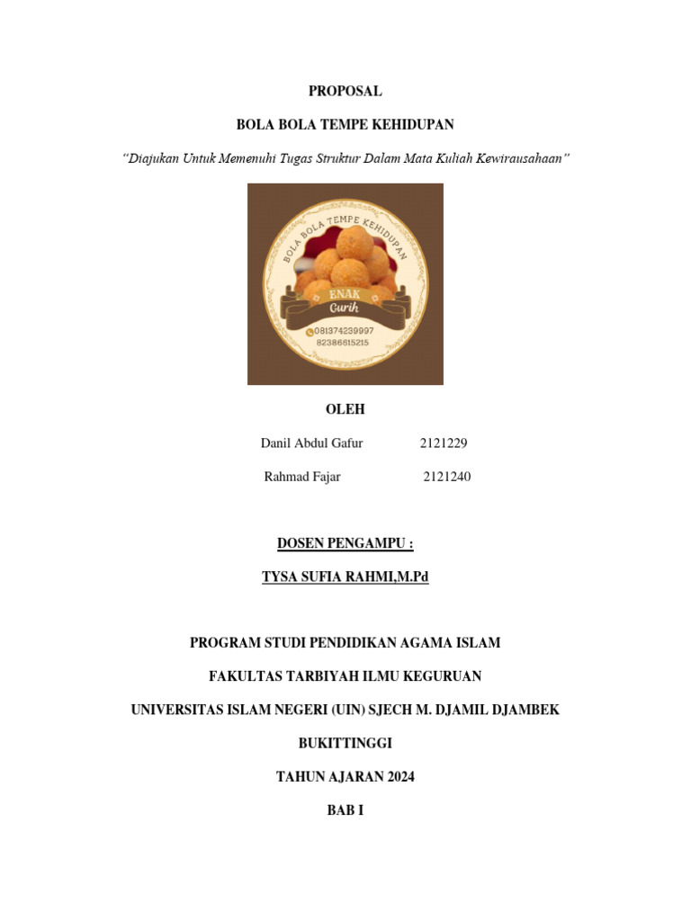 Proposal Bola Bola Tempe | PDF