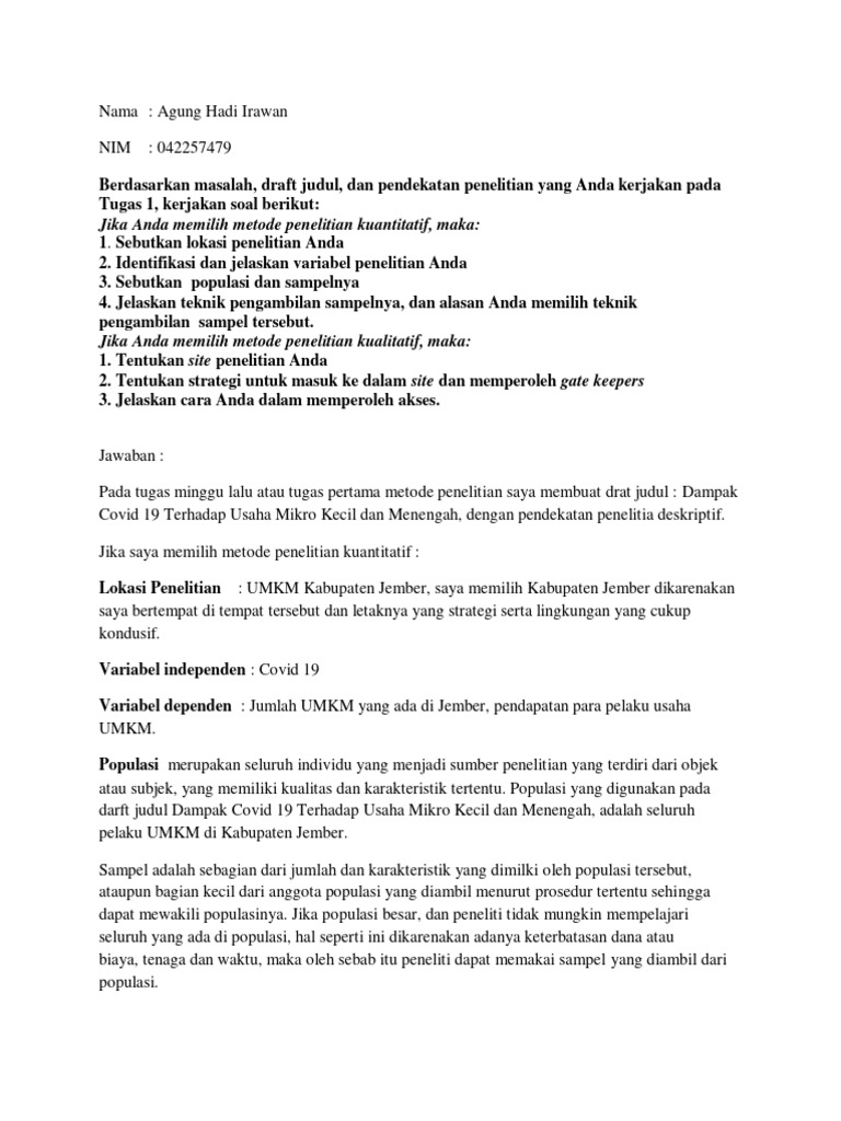 Tugas 2 Metode Penelitian - Isip4216 | PDF