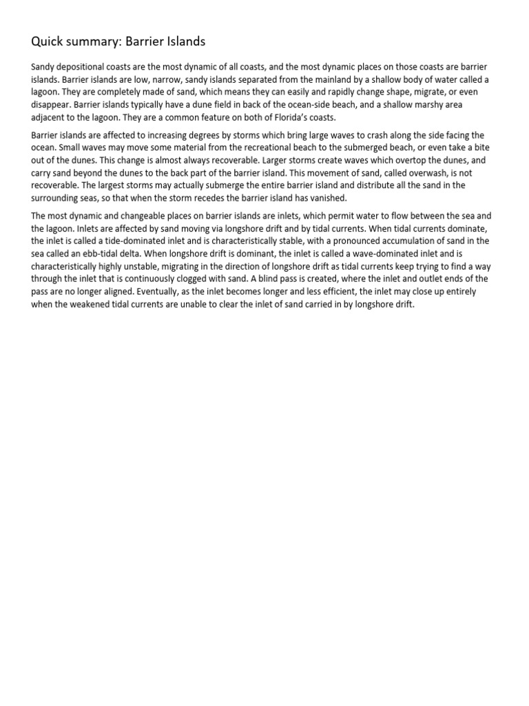 Barrier Islands Quick Summary - 1679421287175 | PDF