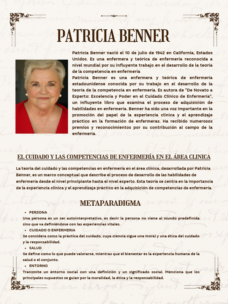 Teoría de Patricia Benner en Enfermería | PDF | Enfermería