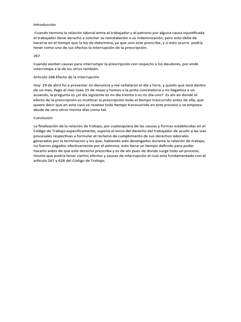 Interrupción de Prescripción Laboral | PDF