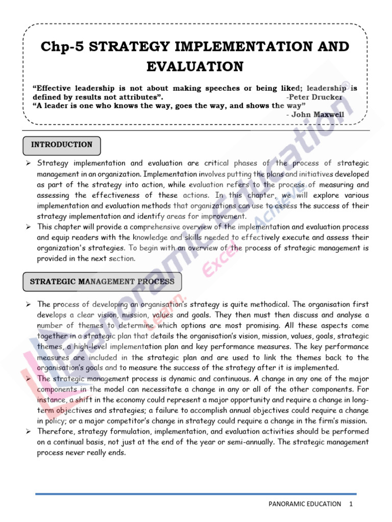 CH 5 Strategy Implementation and Evaluation | PDF | Strategic Management | Strategic Planning