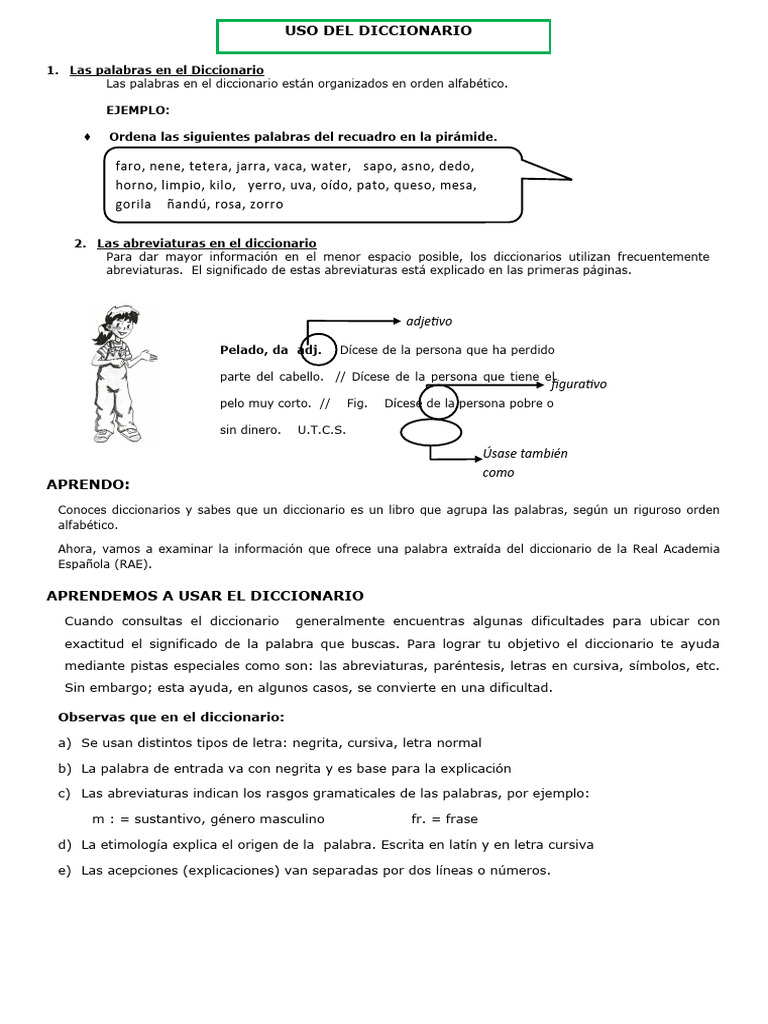 Uso Del Diccionario | PDF | Diccionario | Palabra