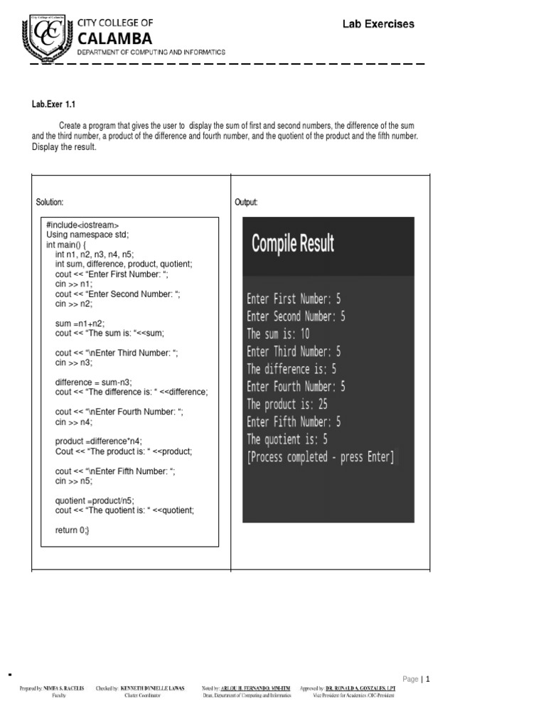 Colobong Labexer | PDF | Division (Mathematics) | Arithmetic