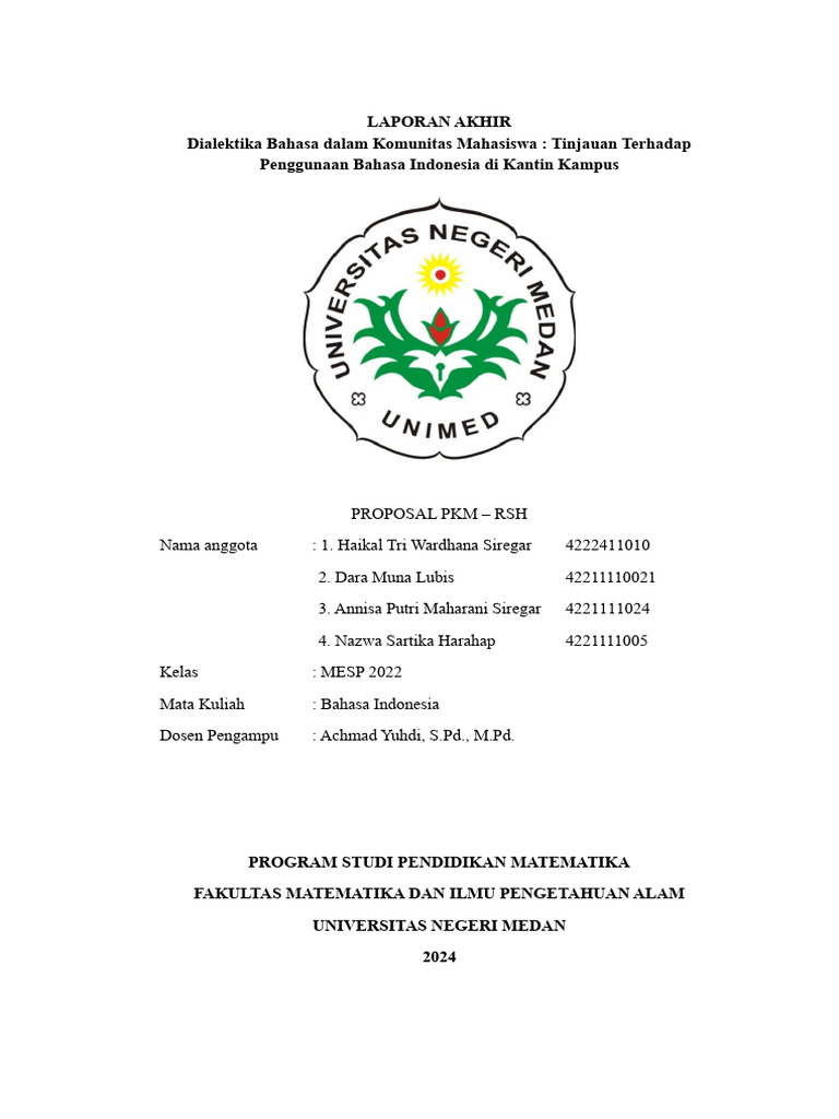 Kelompok 1 Laporan Akhir PKM-RSH | PDF