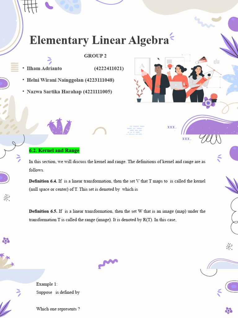 Linear Algebra: Kernel & Range | PDF | Linear Map | Vector Space