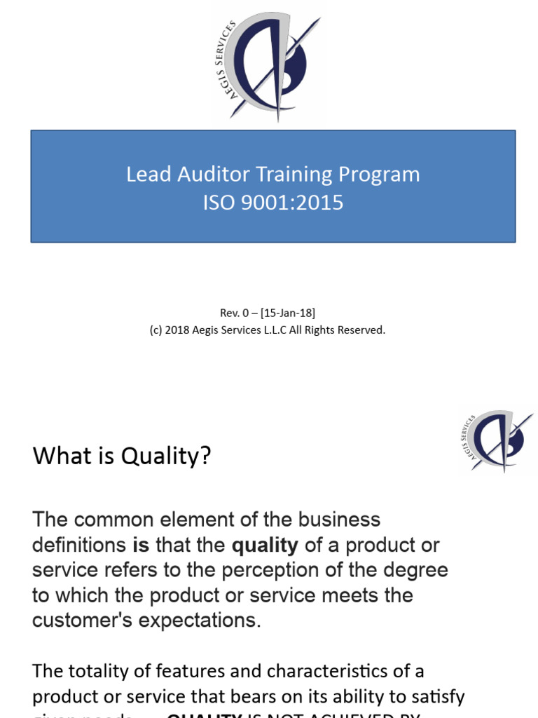 Lead Auditor Training Day01 & Day02 | PDF | Quality Management | Quality Management System