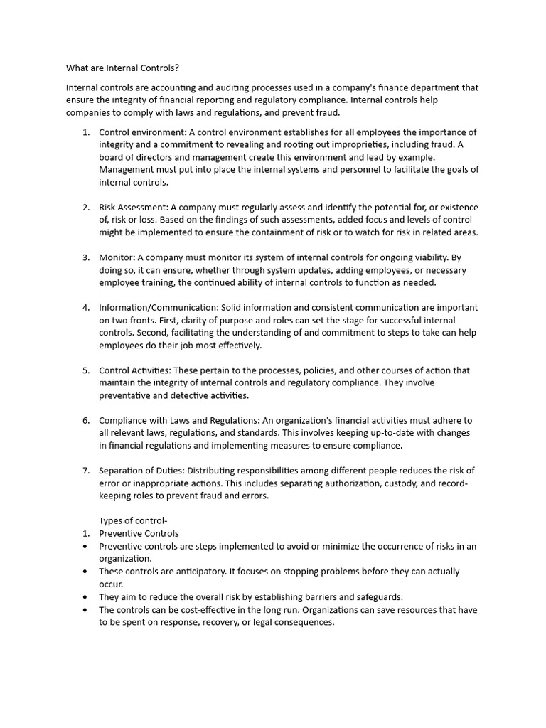 What Are Internal Controls | PDF | Internal Control | Regulatory Compliance