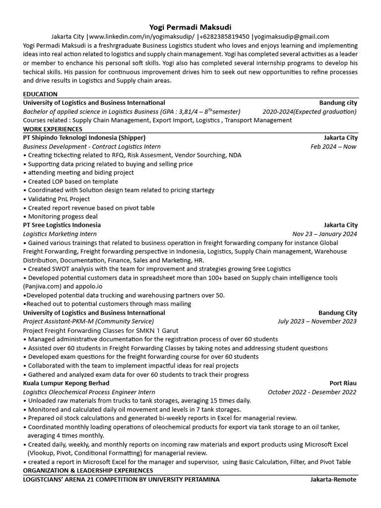 Aspiring Logistics Professional | PDF | Logistics | Supply Chain Management