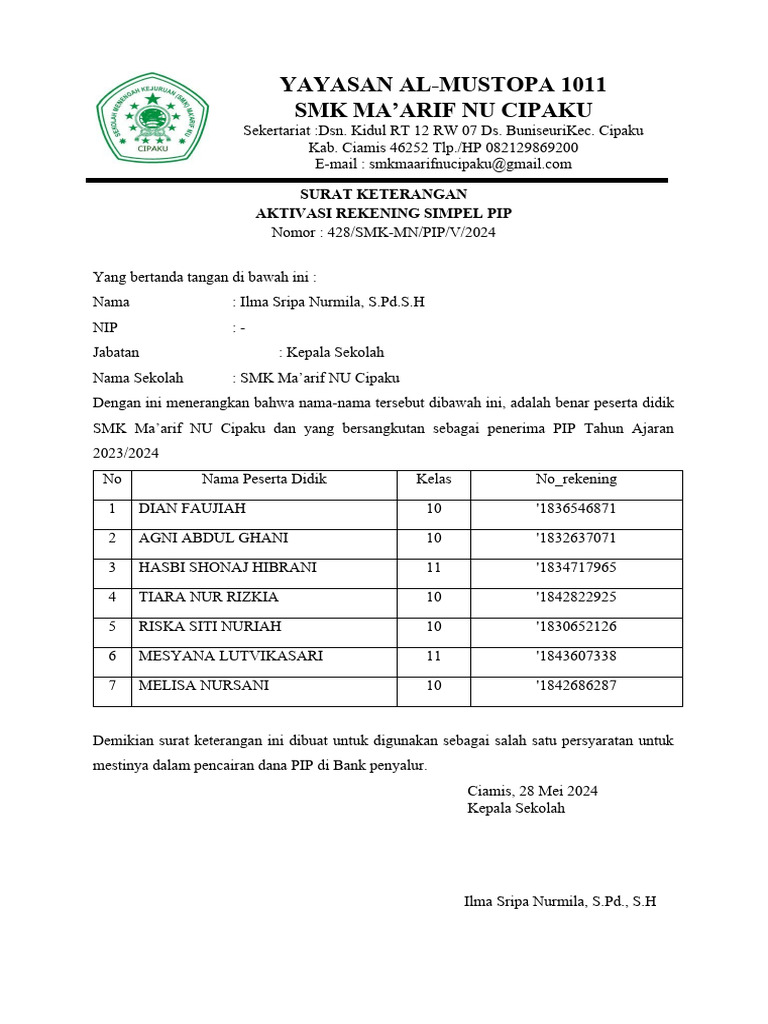 SK KEPSEK Pip 2024 Mei | PDF