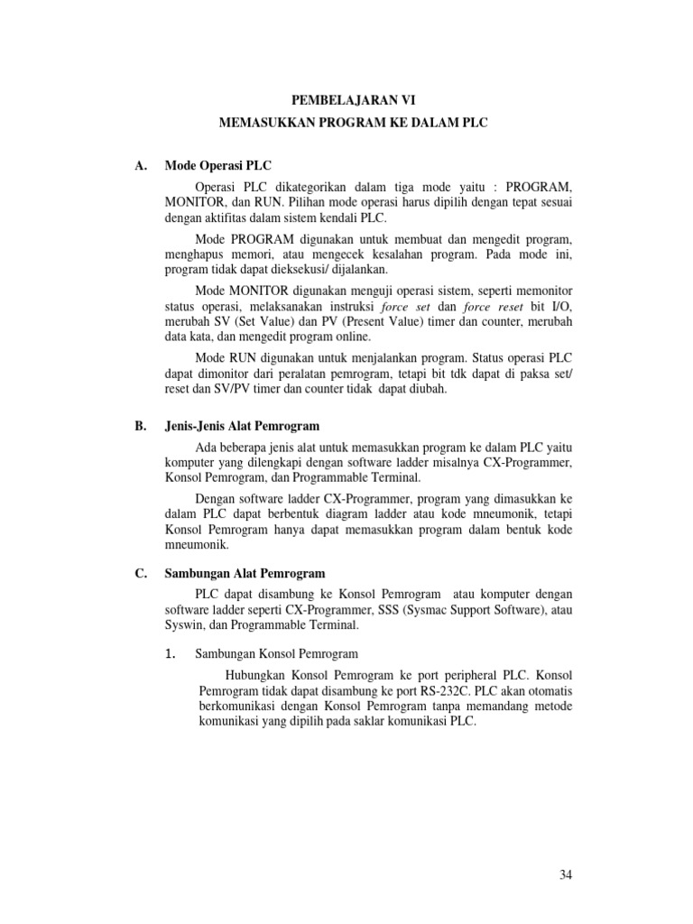 Mode Operasi dan Pemrograman PLC | PDF