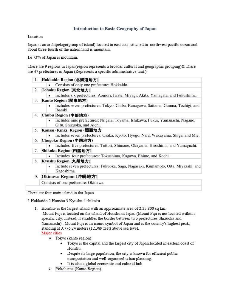Geography of Japan nw2 | PDF | Japan