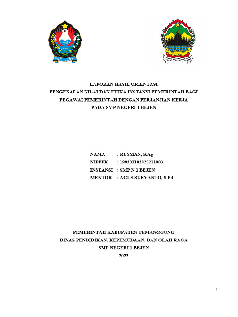 Laporan Hasil Orientasi PPPK | PDF