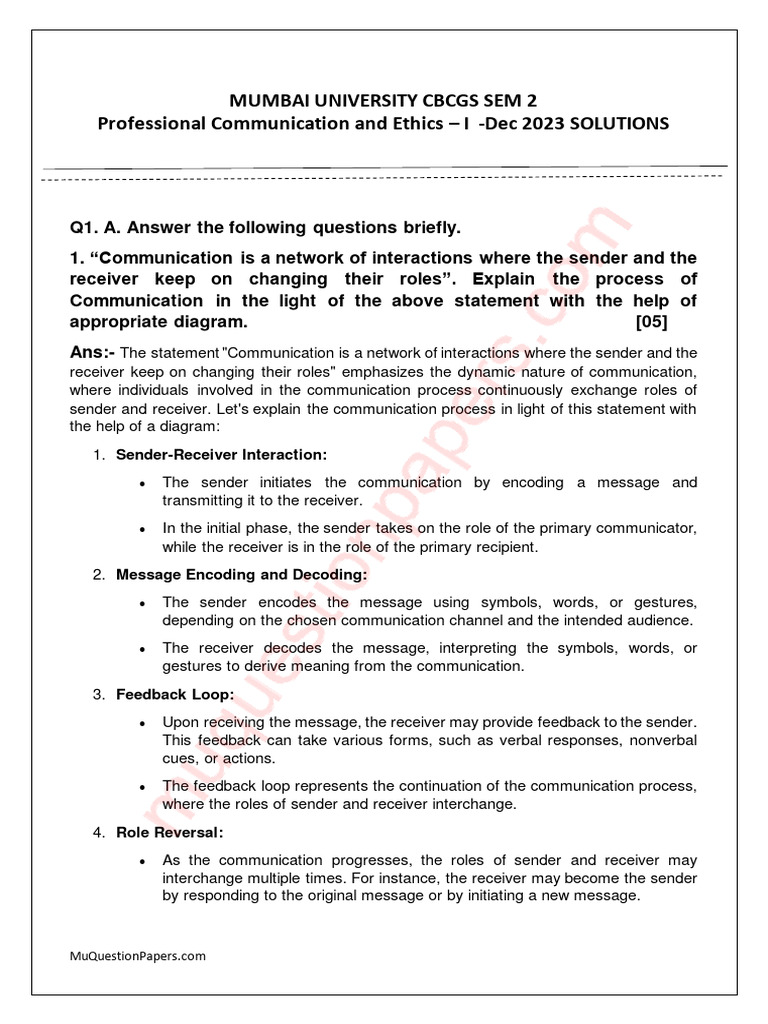 Be First Year Engineering Semester 2 2023 December Professional Communication and Ethics I Rev ...