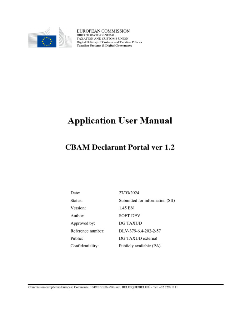 CBAM-UMN-UI Manual For Declarants (Incl. Business Guide) - Release 1.2 ...