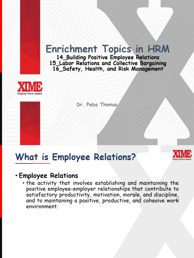 14, 15 & 16 Enrichment Topics in HRM | PDF | Occupational Safety And ...