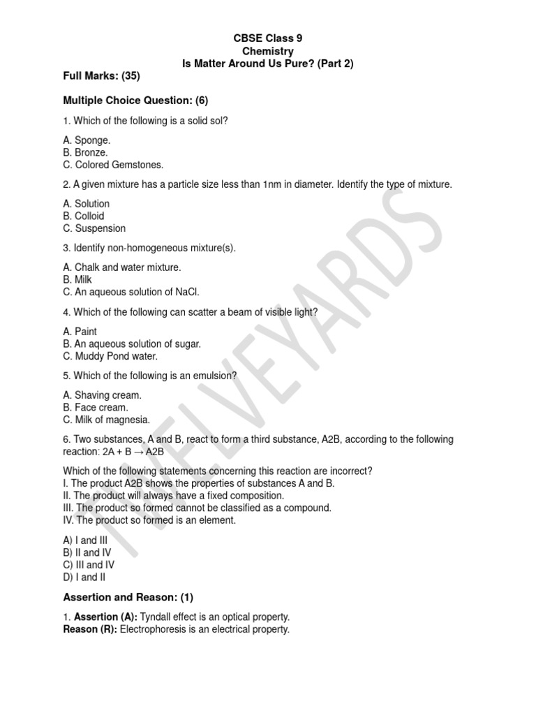 CBSE Class 9 Chemistry Chapter-2 (Part 2) | PDF | Mixture | Chemical Substances