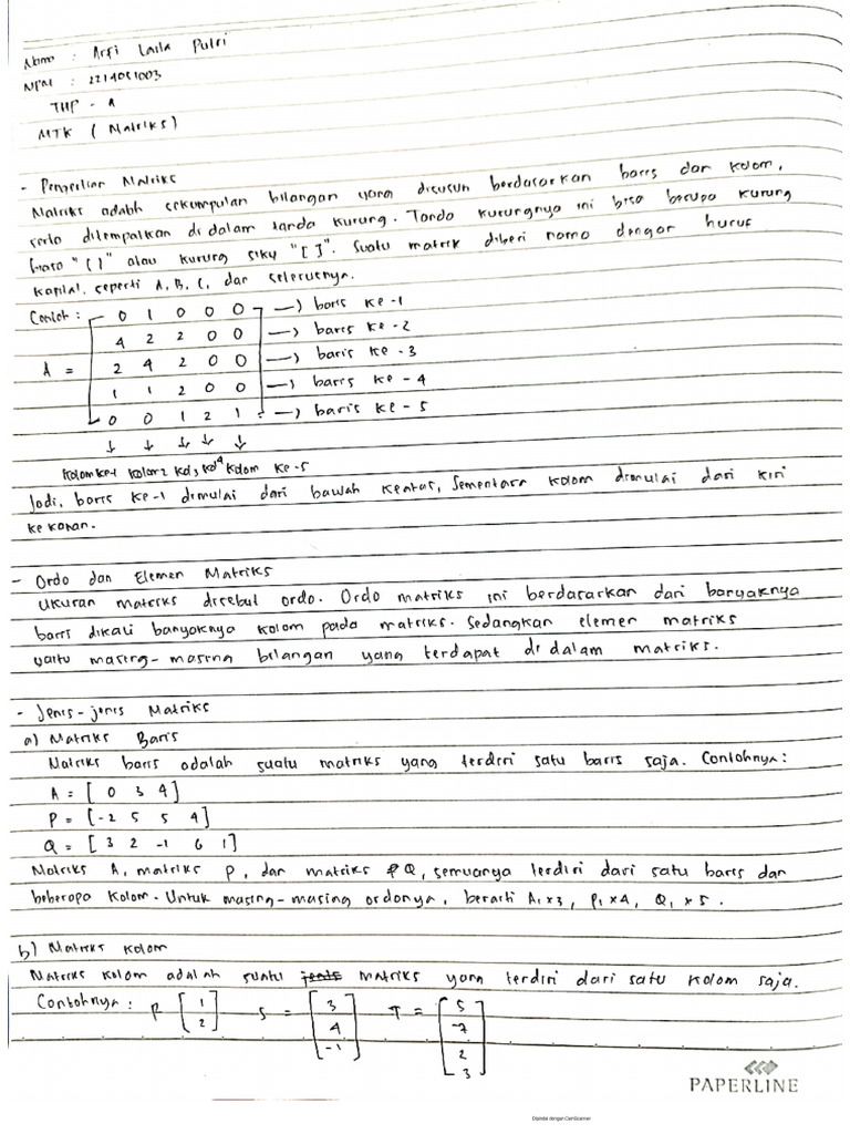 Arfi Laila Putri - Tugas Matriks | PDF