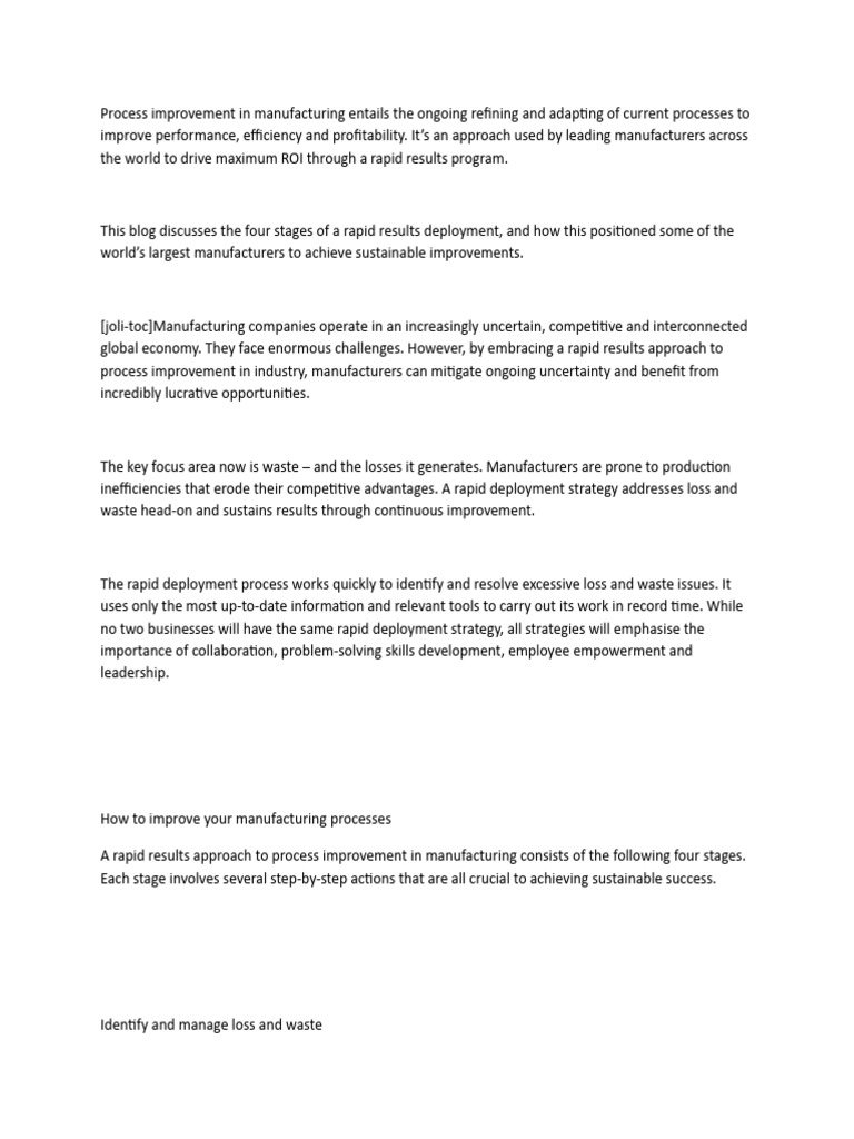 Process Improvement - Procedure | PDF | Lean Manufacturing | Six Sigma