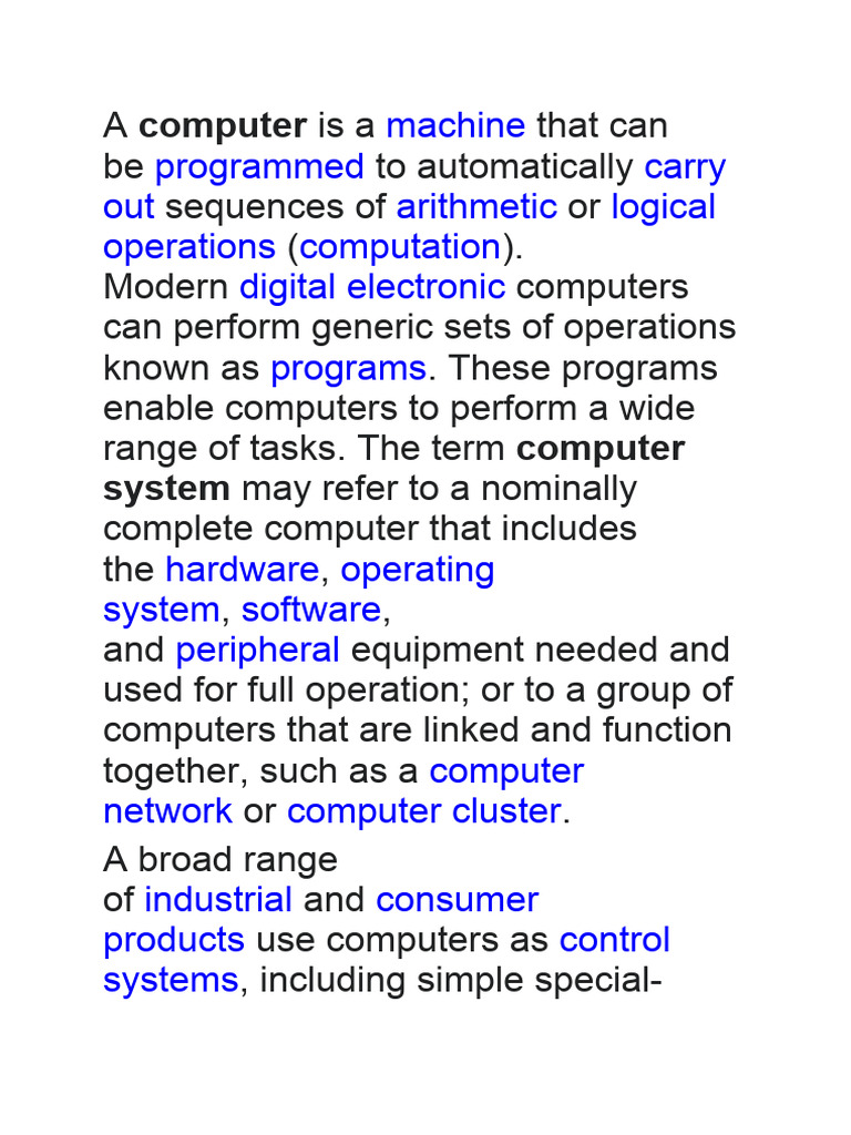 Machine Programmed Carry Out Arithmetic Logical Operations Computation ...