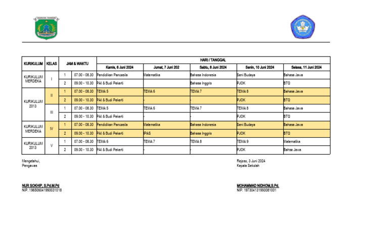 Jadwal Pas Genap Tp.2023-2024 Pandawa | PDF