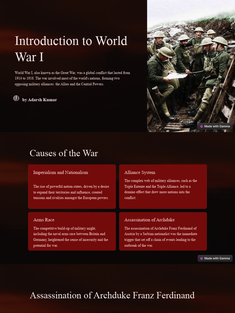 Introduction To World War I | PDF | Trench Warfare | World War I