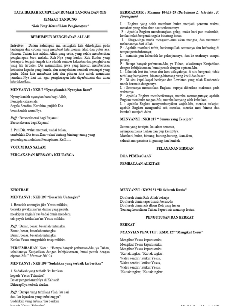 Tata Ibadah Kumpulan Rumah Tangga-1 | PDF