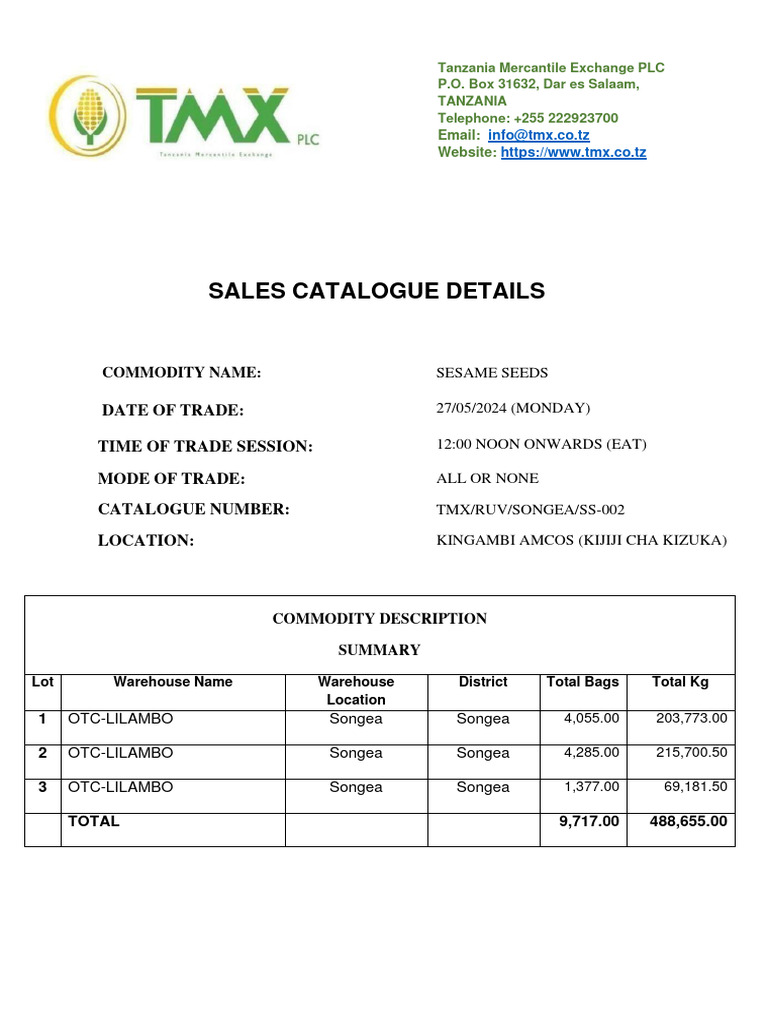 Price of Maize Tanzania | PDF | Auction | Receipt