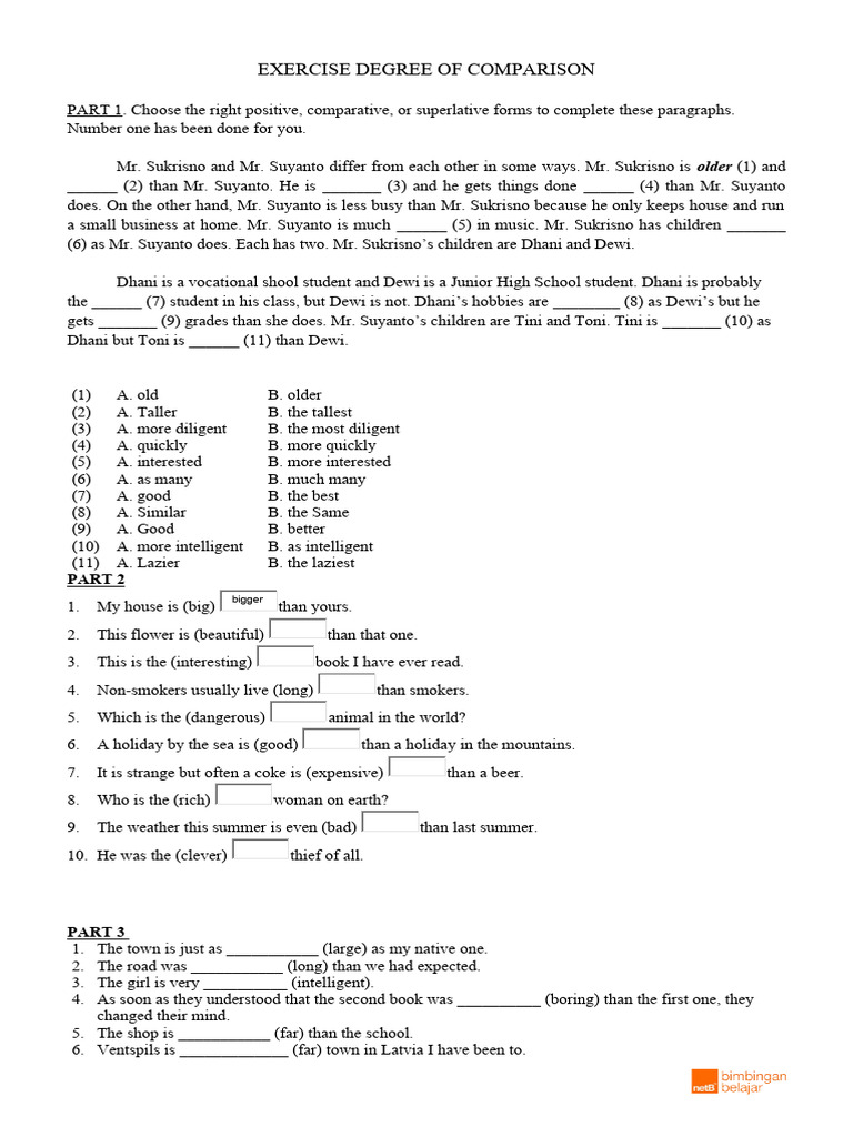 Comparison Degree | PDF | Games & Activities | Home & Garden