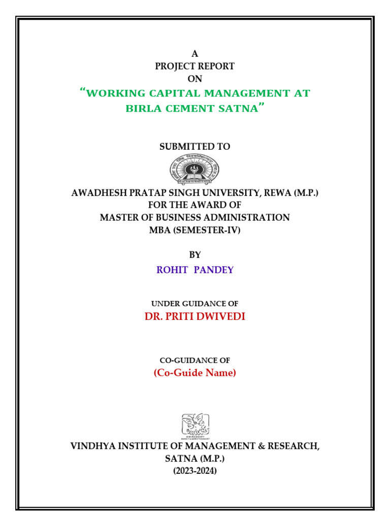 Front Page Format For Project Study CP-402 | PDF
