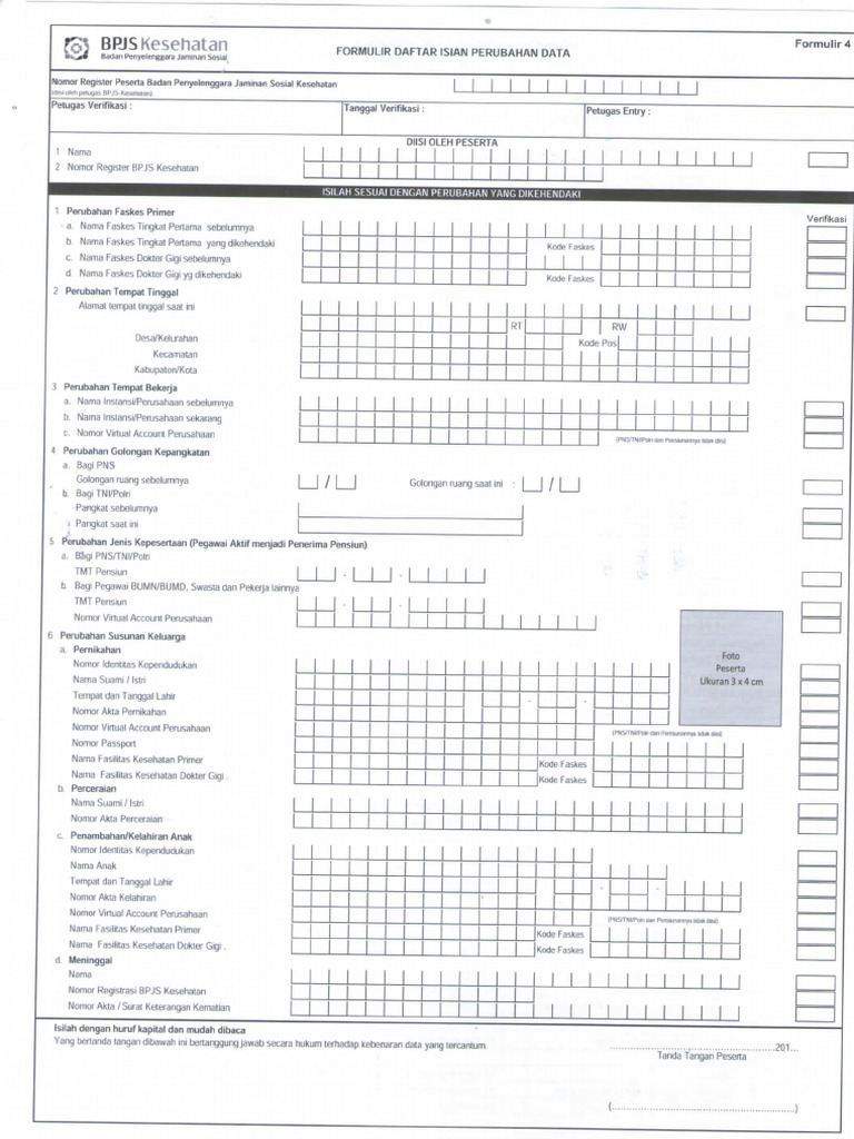 Formulir 4 Perubahan Data Atau Penambahan Istr-Suami Dan Anak Sampai Anak Ketiga | PDF
