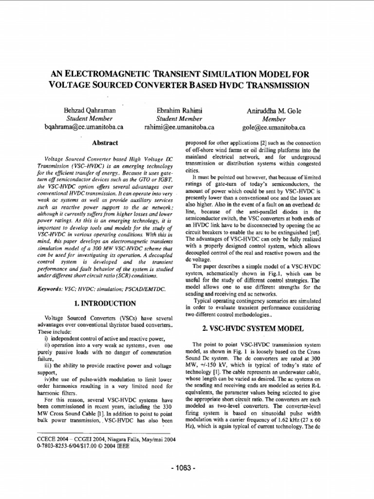 An Electromagnetic Transient Simulation Model For Voltage Sourced Converter Based HVDC ...