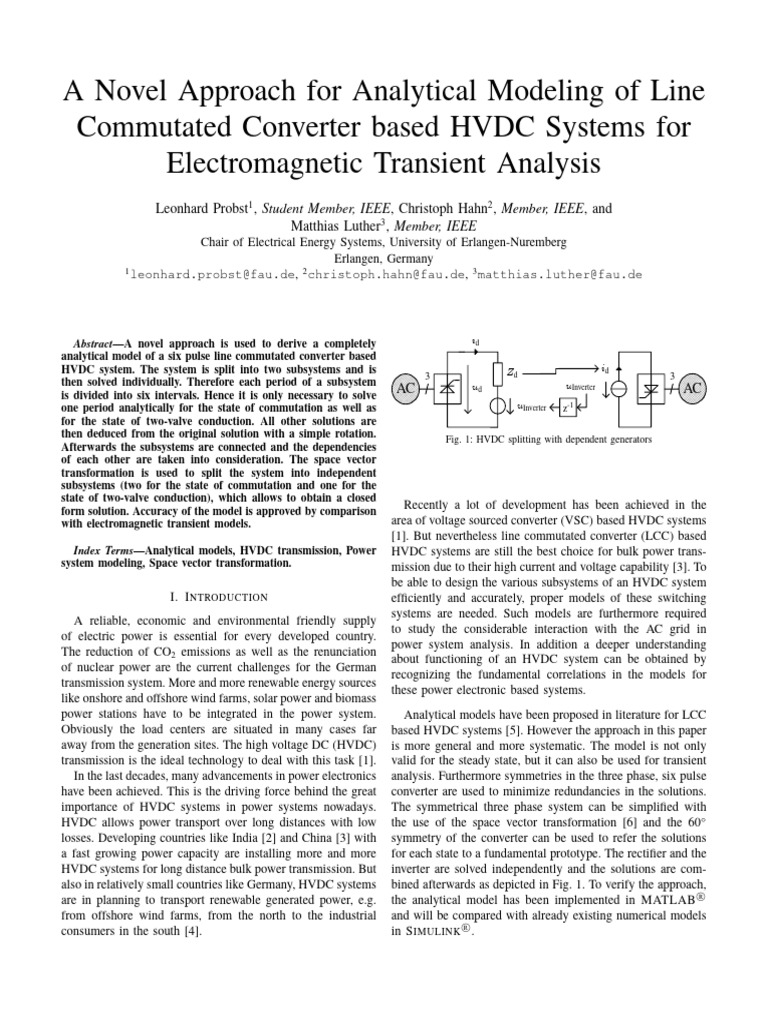 A Novel Approach For Analytical Modeling of Line Commutated Converter ... A Novel Approach For Analytical Modeling of Line Commutated Converter ...